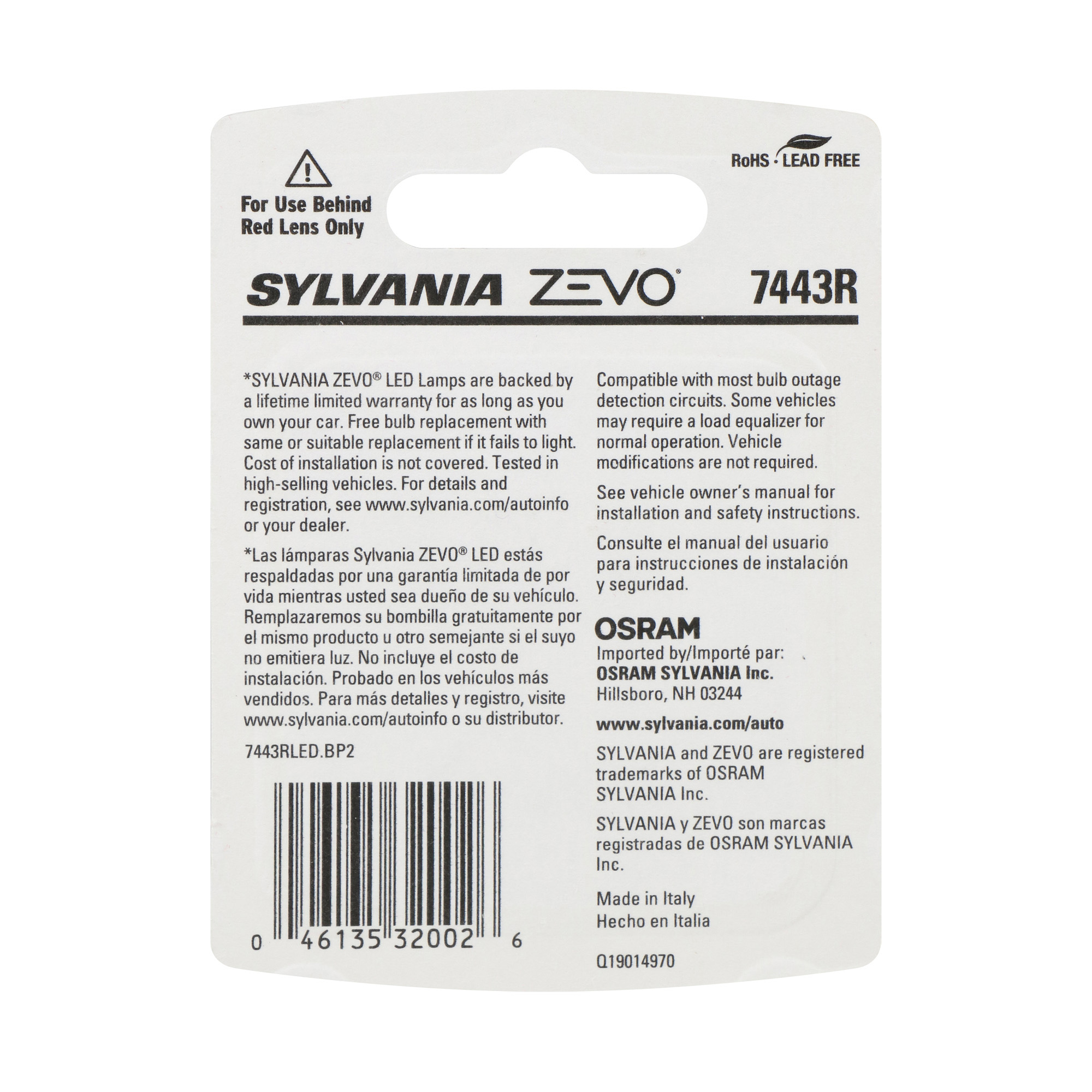 SYLVANIA 7443R RED ZEVO LED Mini, 2 Pack