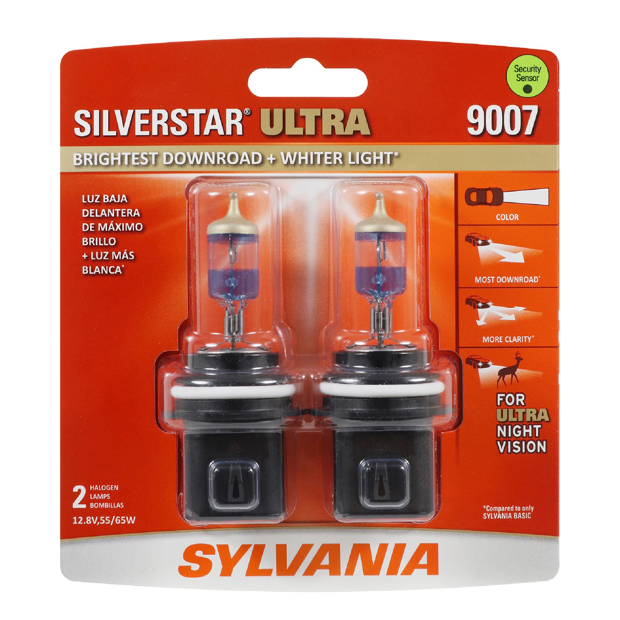 SYLVANIA 9007 SilverStar ULTRA Halogen Headlight Bulb, 2 Pack