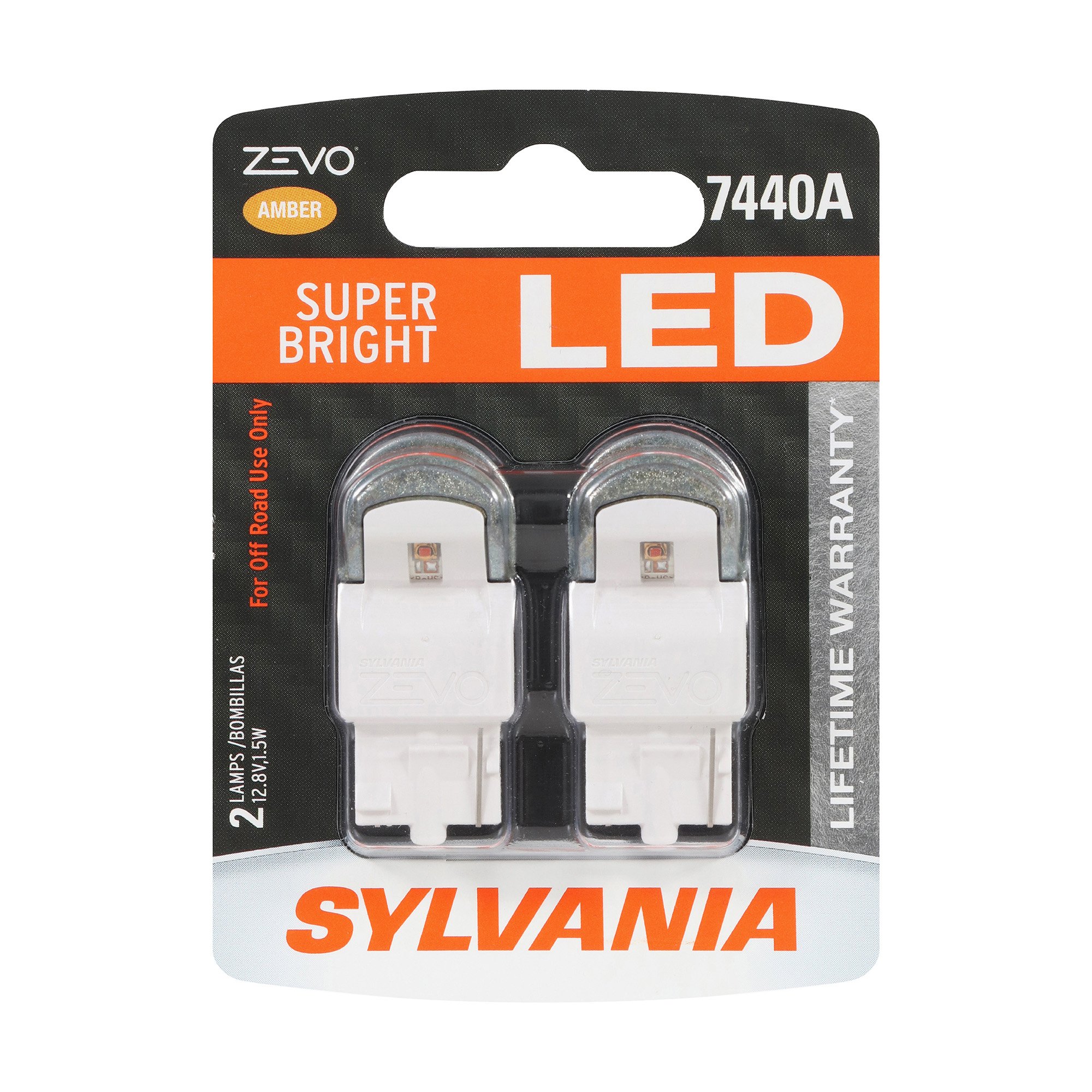 SYLVANIA 7440A AMBER ZEVO LED Mini, 2 Pack
