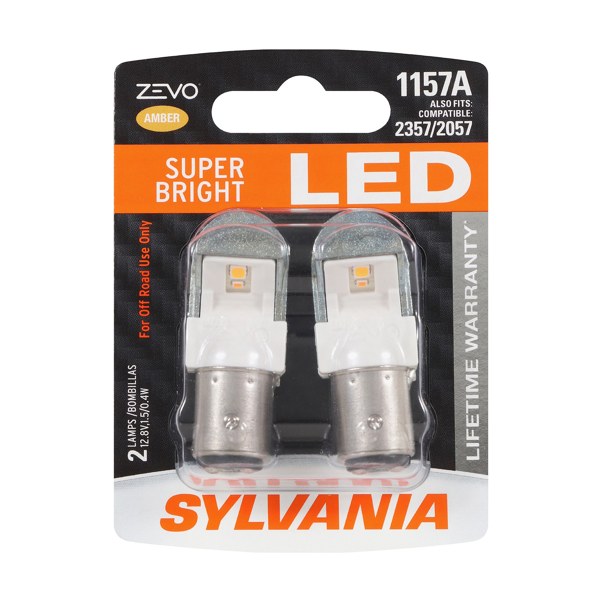SYLVANIA 1157A AMBER ZEVO LED Mini, 2 Pack