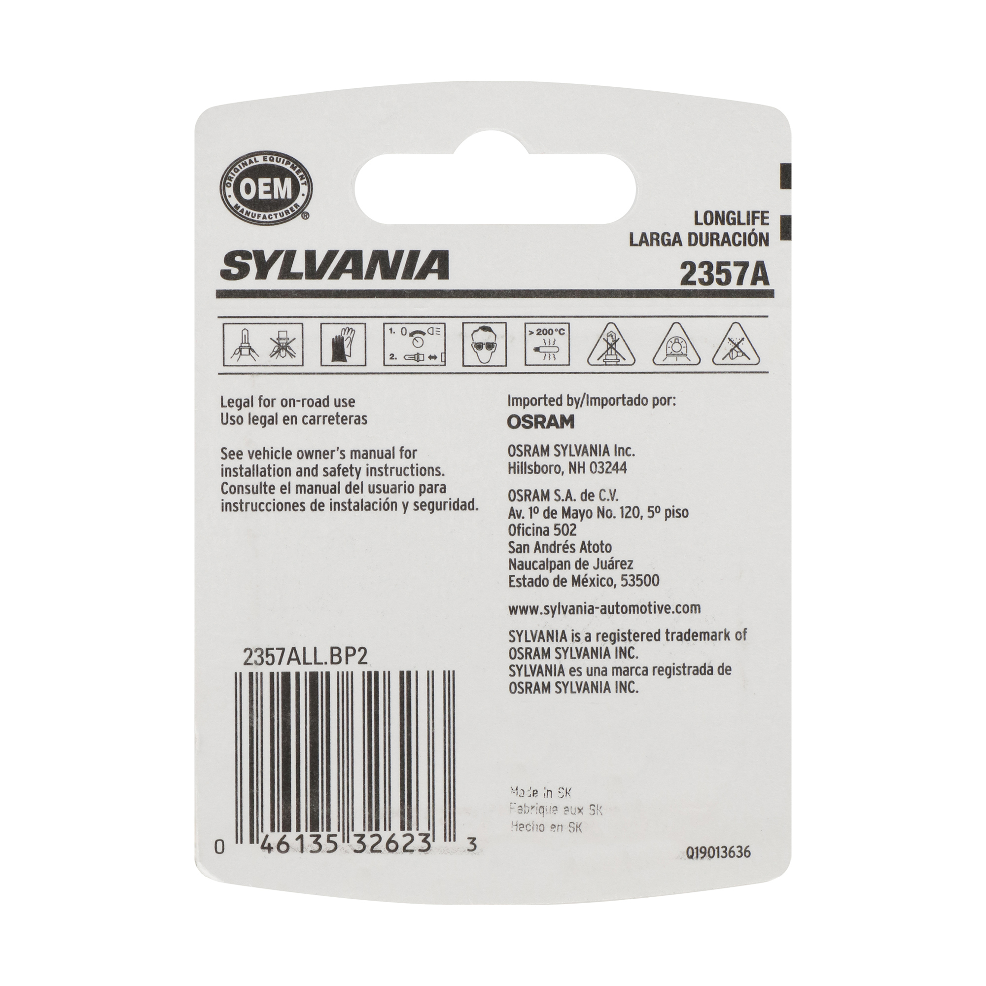 SYLVANIA 2357A Long Life Mini Bulb, 2 Pack