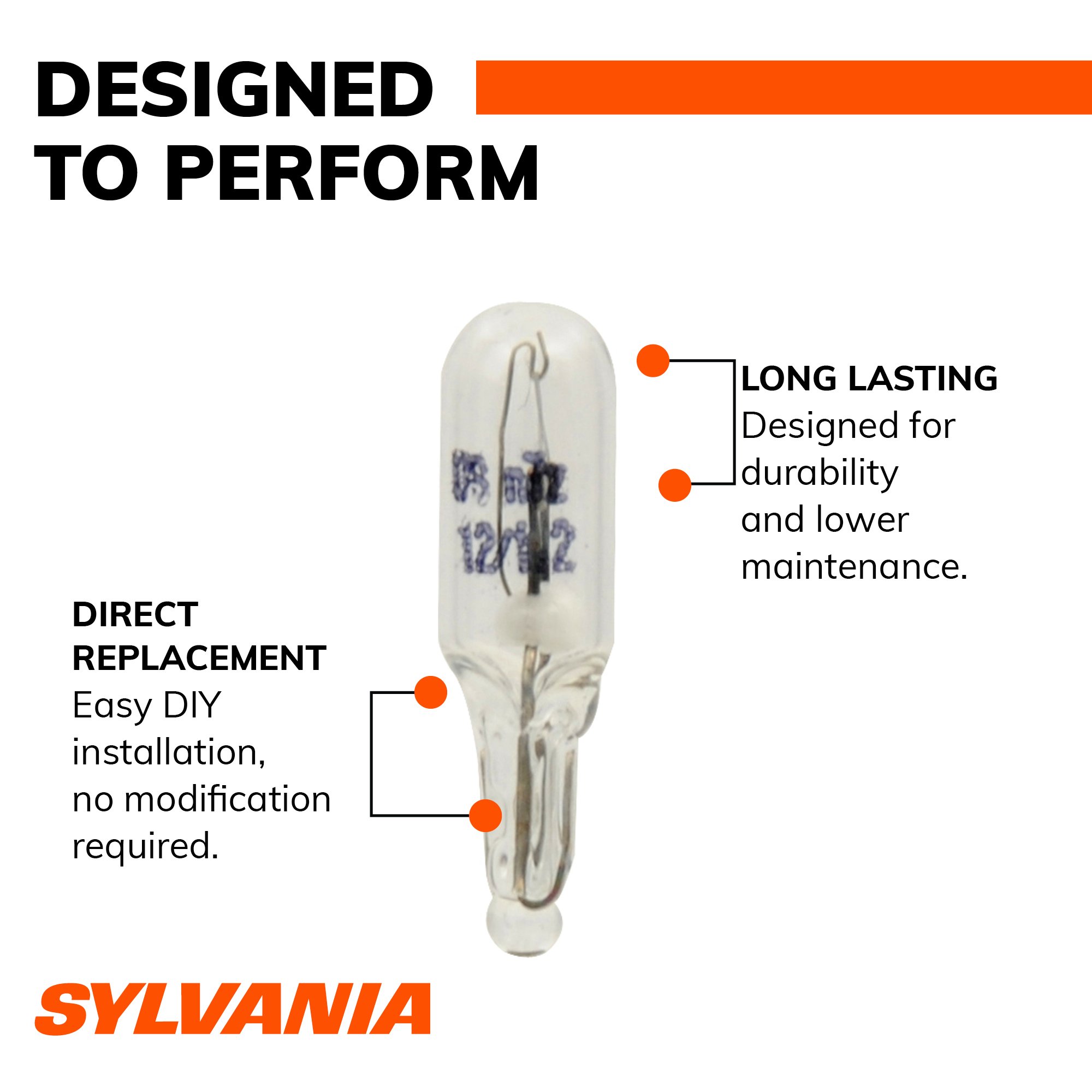 SYLVANIA 2721 Long Life Mini Bulb, 2 Pack